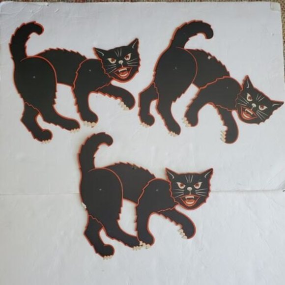 Beistle | Holiday | Vintage Beistle Jointed Black Scratch Cat Diecut ...